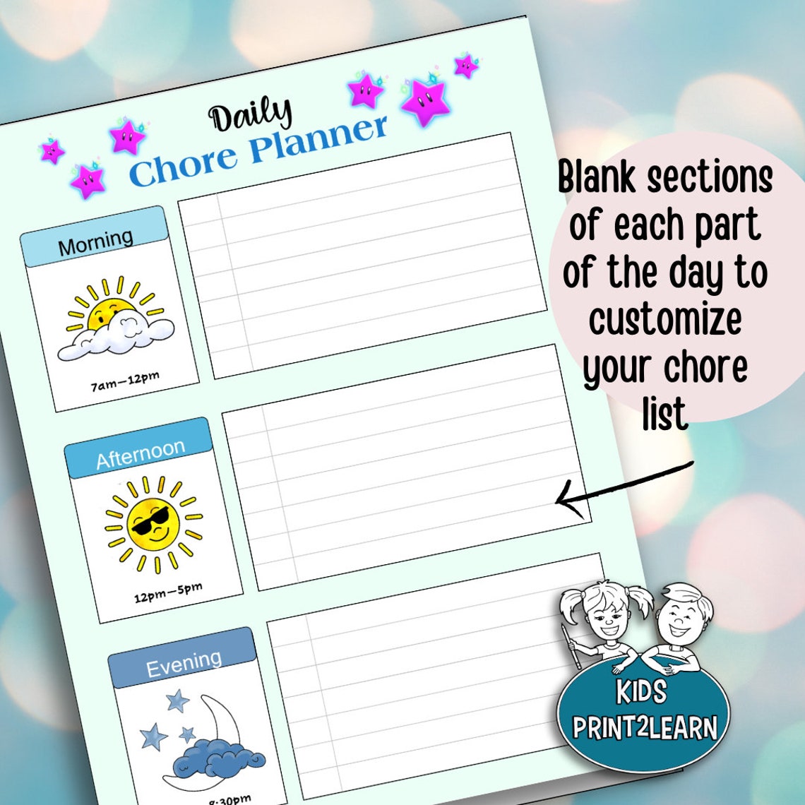 Daily Chore Chart ~ Chore Charts, 1,2,3 Worksheets, Editable Chore ...