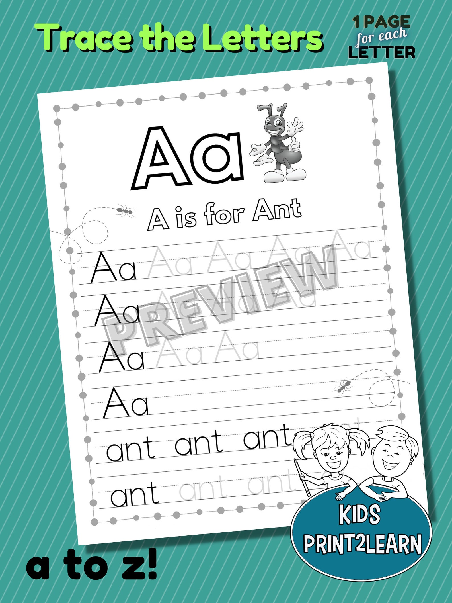 ABC Trace the Letters Worksheets ~ Alphabet Tracing, ABC Phonics ...