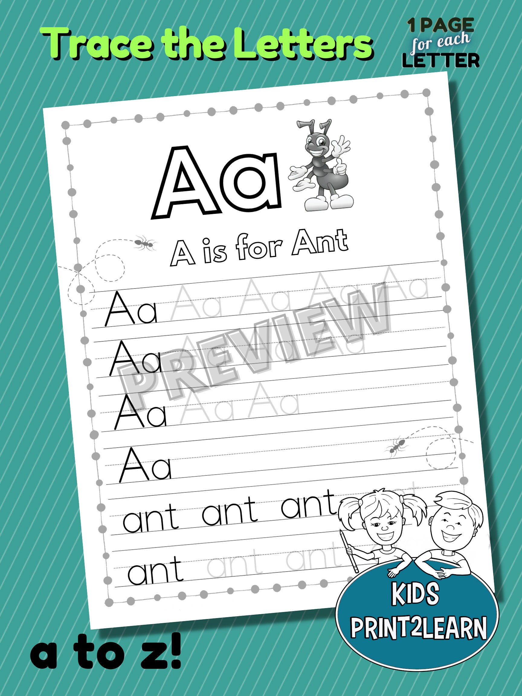 ABC Trace the Letters Worksheets ~ Alphabet Tracing, ABC Phonics ...
