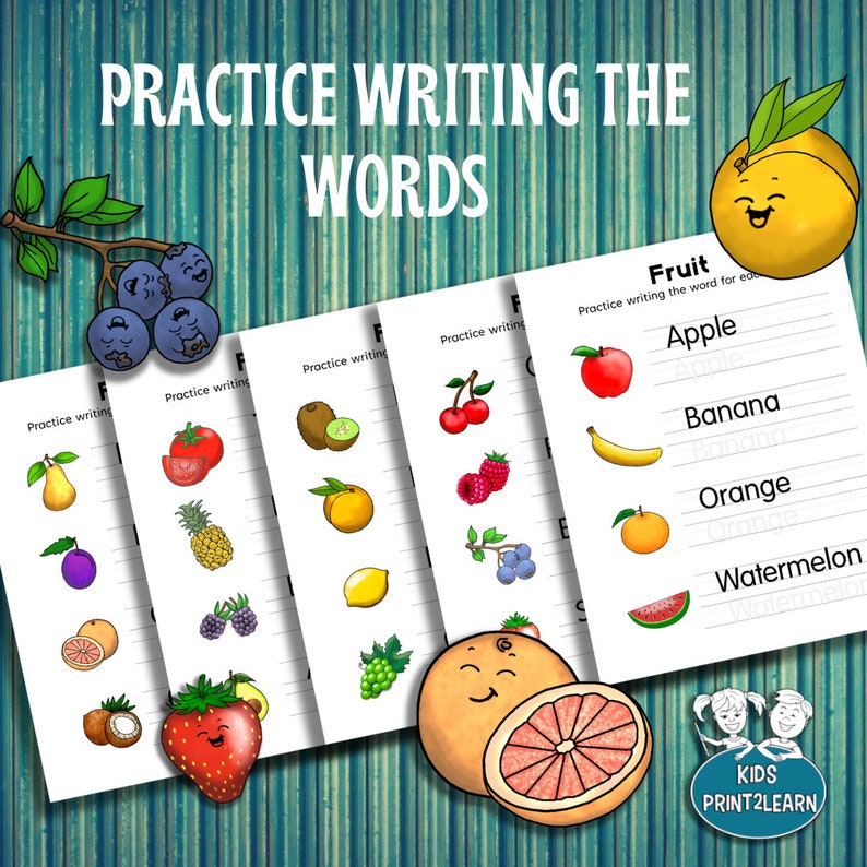 Fruit Worksheet Bundle ~ Fruits Sorting, Writing, 123 Worksheets, Match ...
