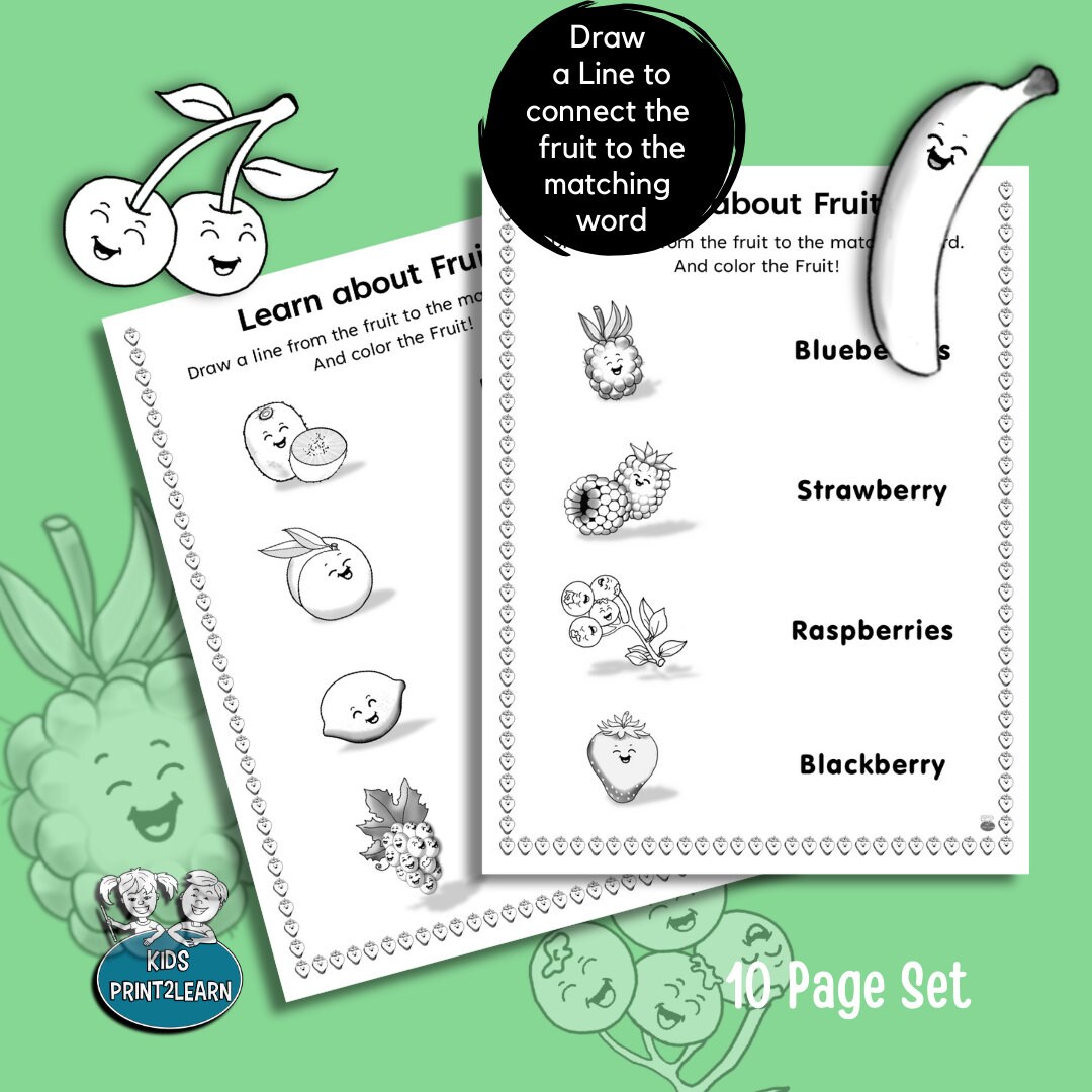 Learn About Fruit ~ Match the Fruit, Fruits Sorting,123 Worksheets ...