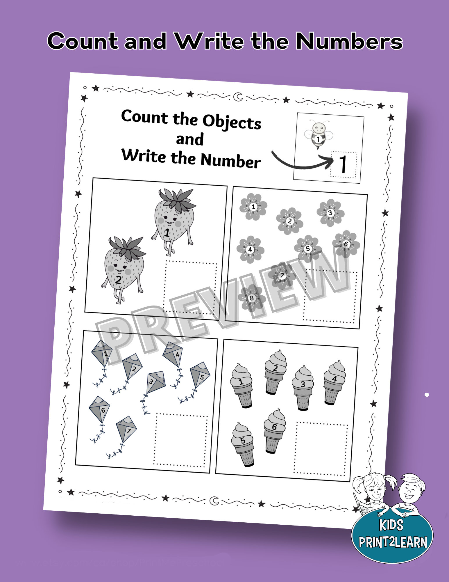 Counting Worksheet Set ~ 1,2,3 Worksheets Homeschool Counting Pages ...