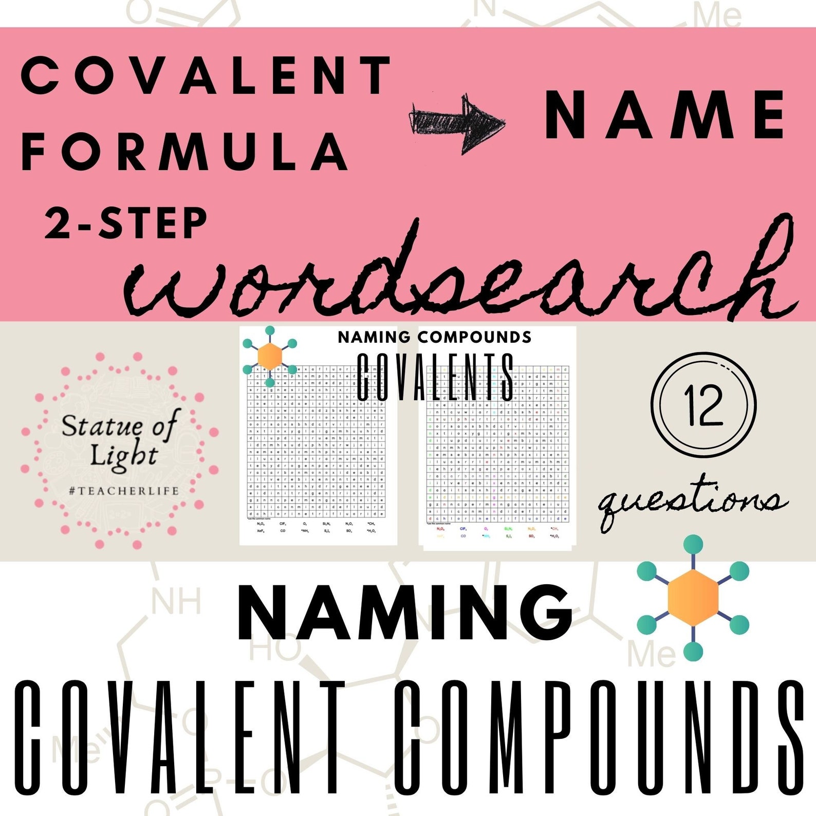 WORD SEARCH: Naming COVALENT Compounds Practice/review Nomenclature ...