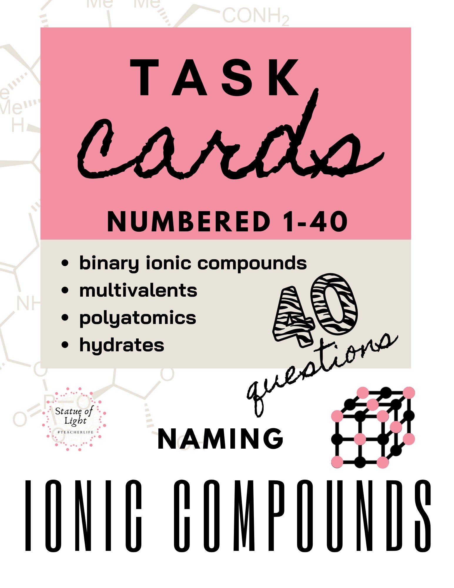 Printable TASK CARDS: Naming IONIC Compounds Practice/review Ionic ...