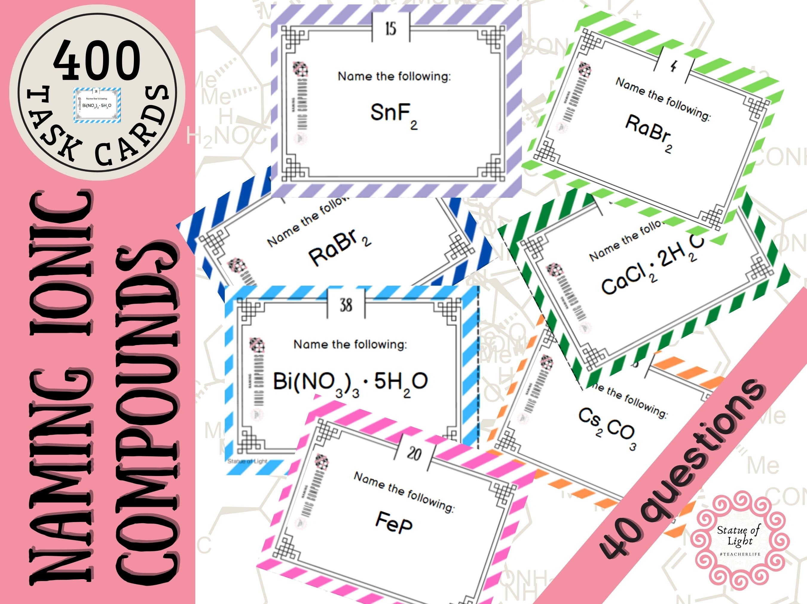 Printable TASK CARDS: Naming IONIC Compounds Practice/review Ionic ...