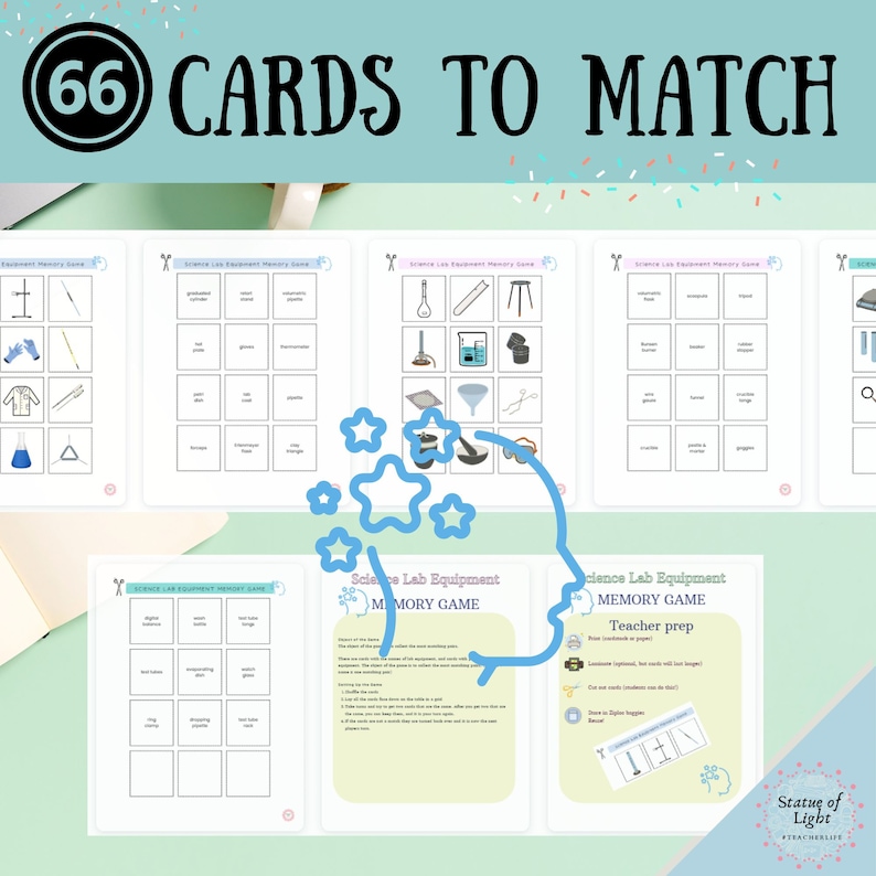 Printable Memory Game: Science Lab Equipment Matching Game Instant ...