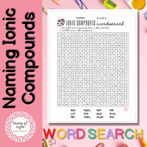 Printable WORD SEARCH BUNDLE: Naming Ionic Compounds/naming Covalent ...