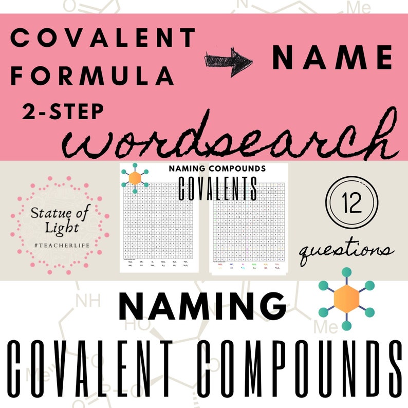 Printable WORD SEARCH BUNDLE: Naming Ionic Compounds/naming Covalent ...