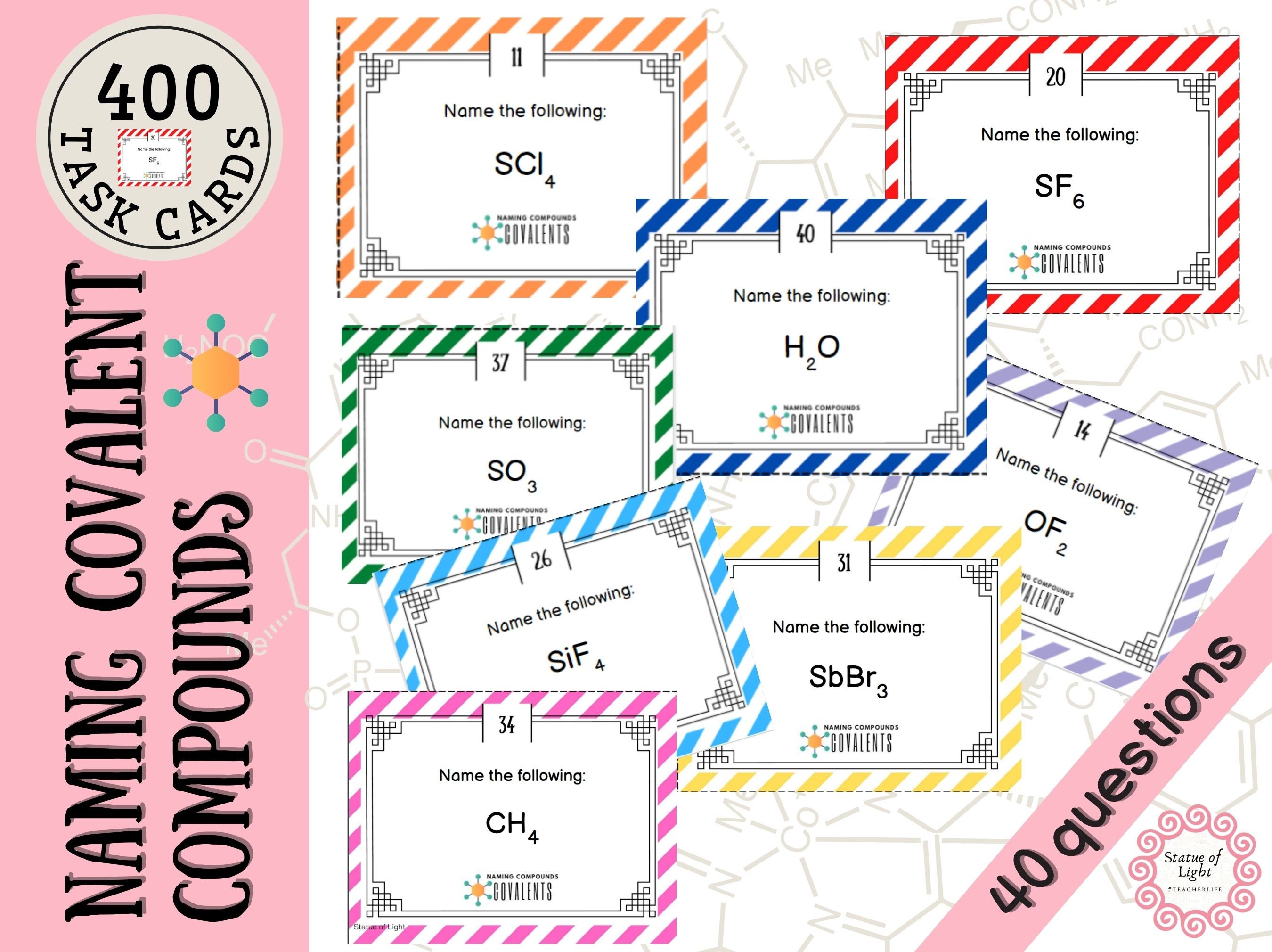 Printable TASK CARDS: Naming COVALENT Compounds Practice/review ...