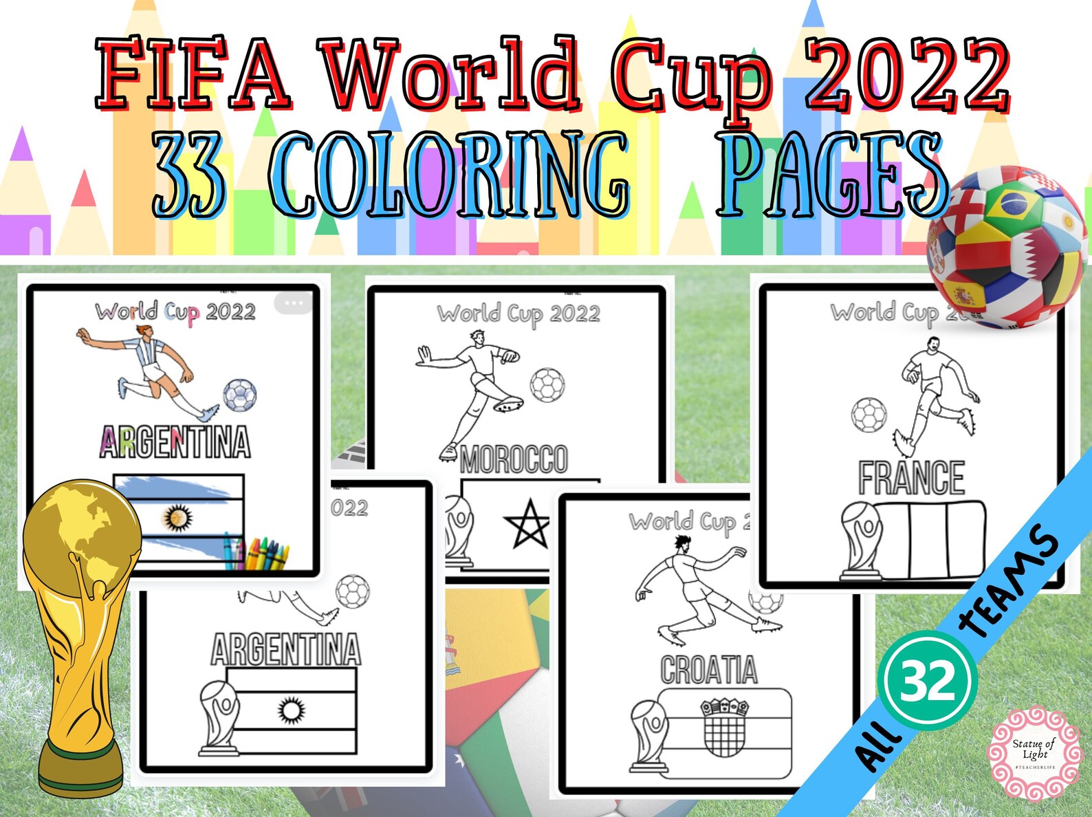 FIFA World Cup Coloring Pages/world Cup 2022 Coloring Book With Country ...