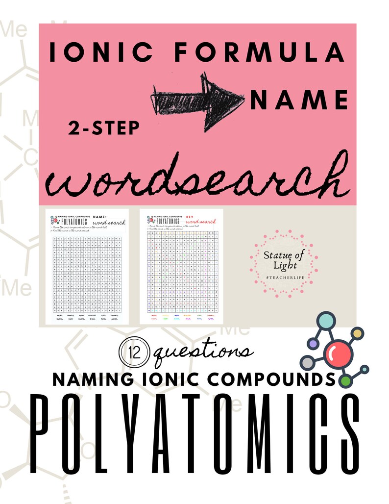 WORD SEARCH: Naming IONIC Compounds W/polyatomic Ions/practice/review ...