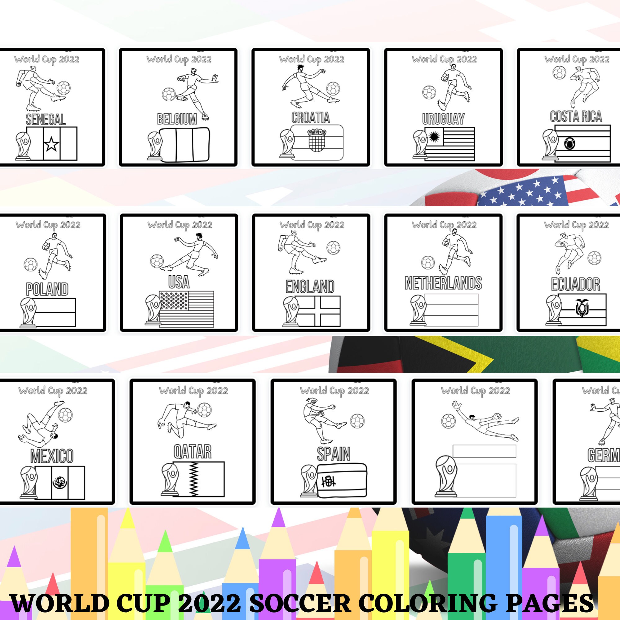 FIFA World Cup Coloring Pages/world Cup 2022 Coloring Book With Country ...