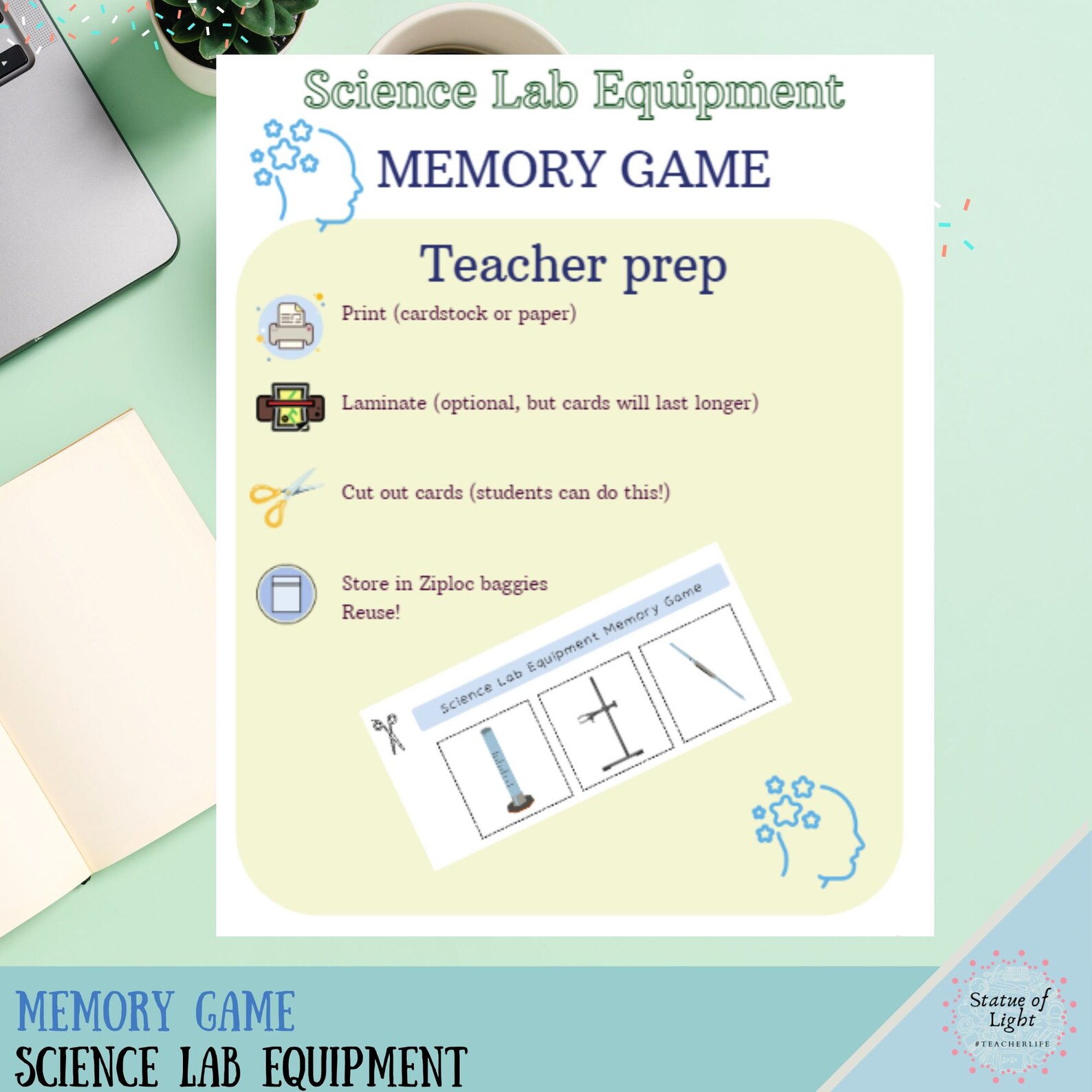 Printable Memory Game: Science Lab Equipment Matching Game Instant ...