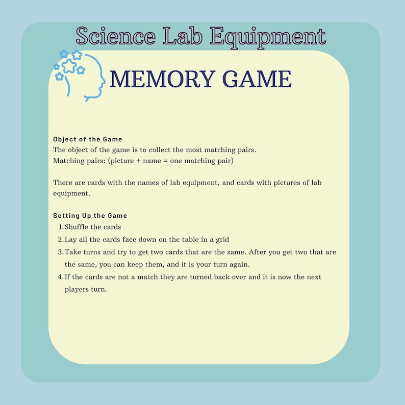Printable Memory Game: Science Lab Equipment Matching Game Instant ...