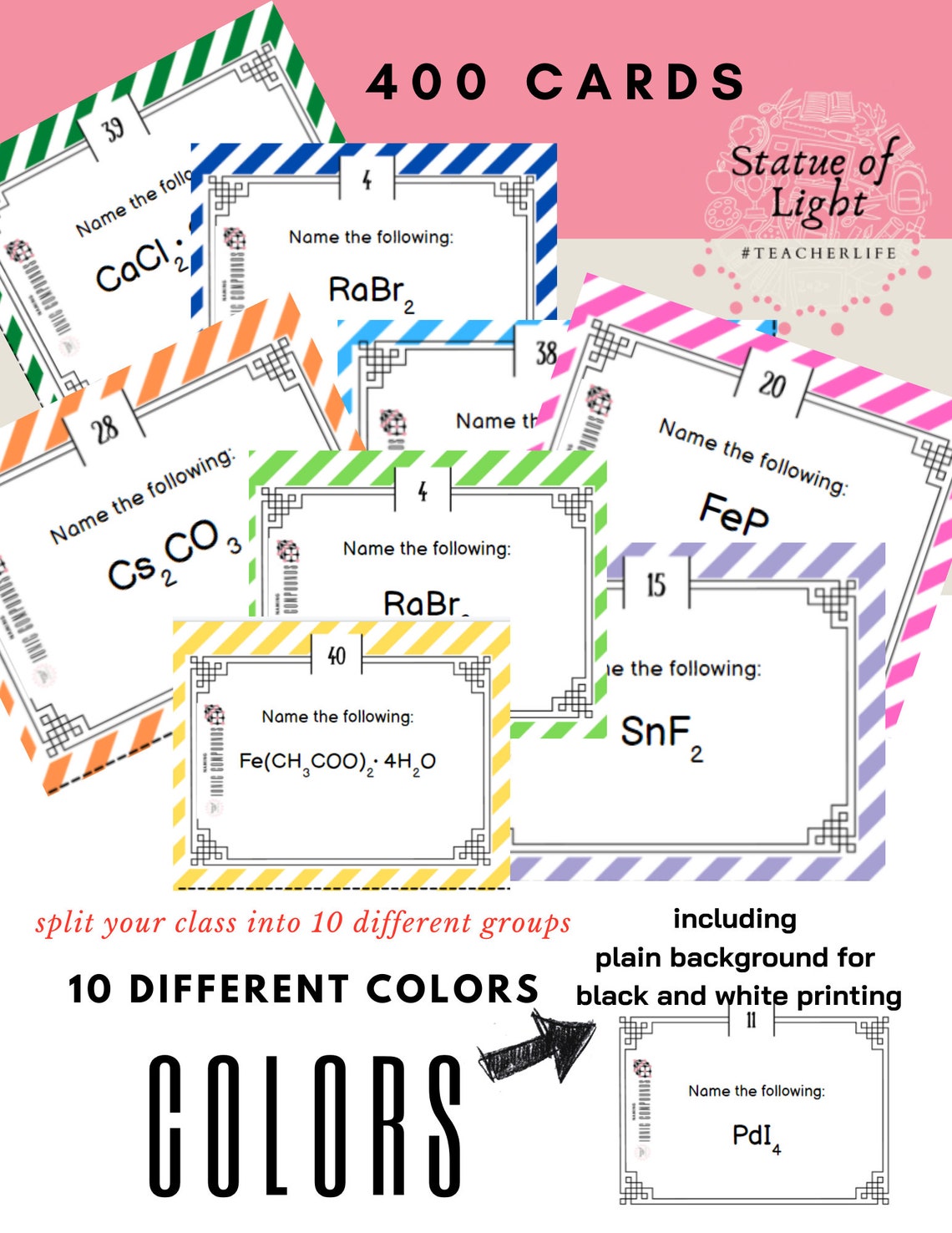 Printable TASK CARDS: Naming IONIC Compounds Practice/review Ionic ...