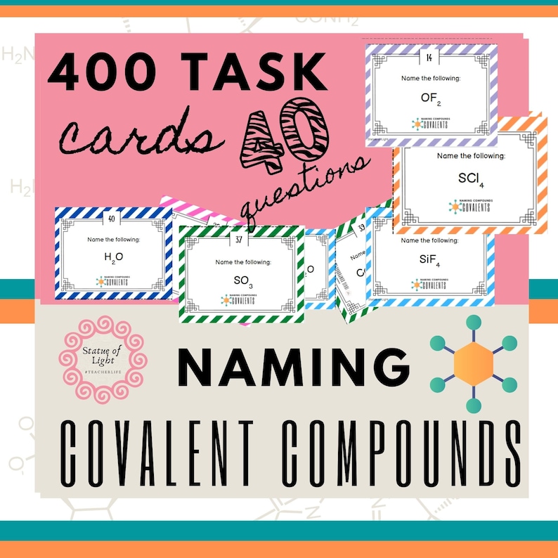 Printable TASK CARDS: Naming COVALENT Compounds Practice/review ...
