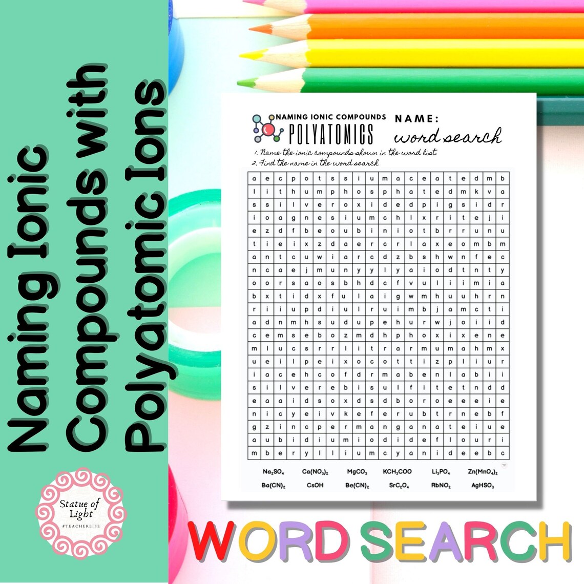 Printable WORD SEARCH BUNDLE: Naming Ionic Compounds/naming Covalent ...
