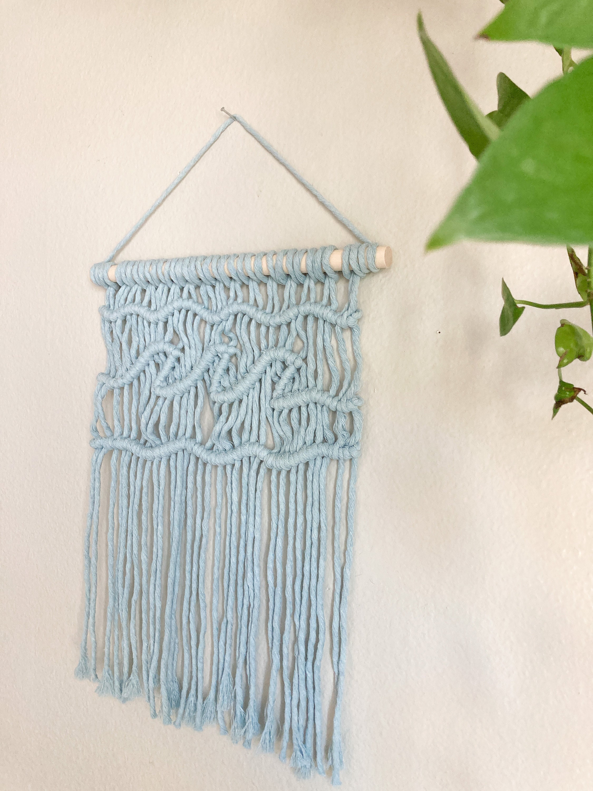 Waves Wall Hanging, Ocean Macrame Decor, Ocean Waves Macrame, Blue ...