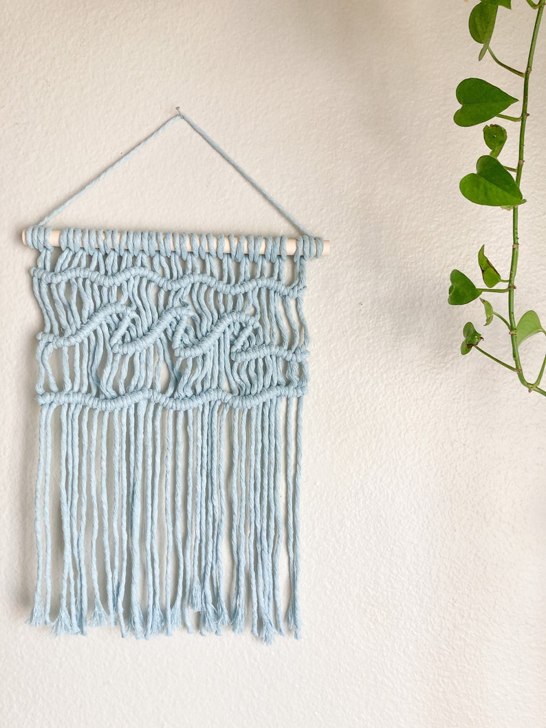 Waves Wall Hanging, Ocean Macrame Decor, Ocean Waves Macrame, Blue ...