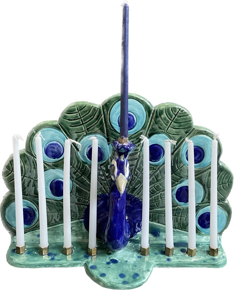 Peacock Hanukkah Menorah - Etsy