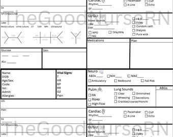 Nursing Bedside Report Sheet - Etsy