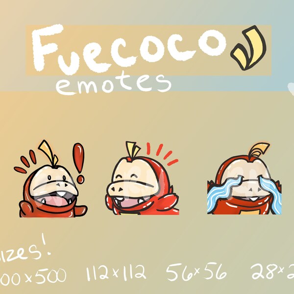 Fuecoco Emotes - Etsy