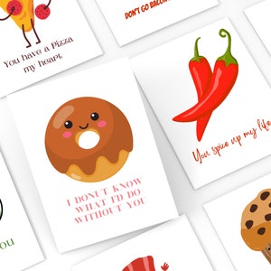 Cute Food Pun Valentines Day Cards Pack of 6 Digital Download ...