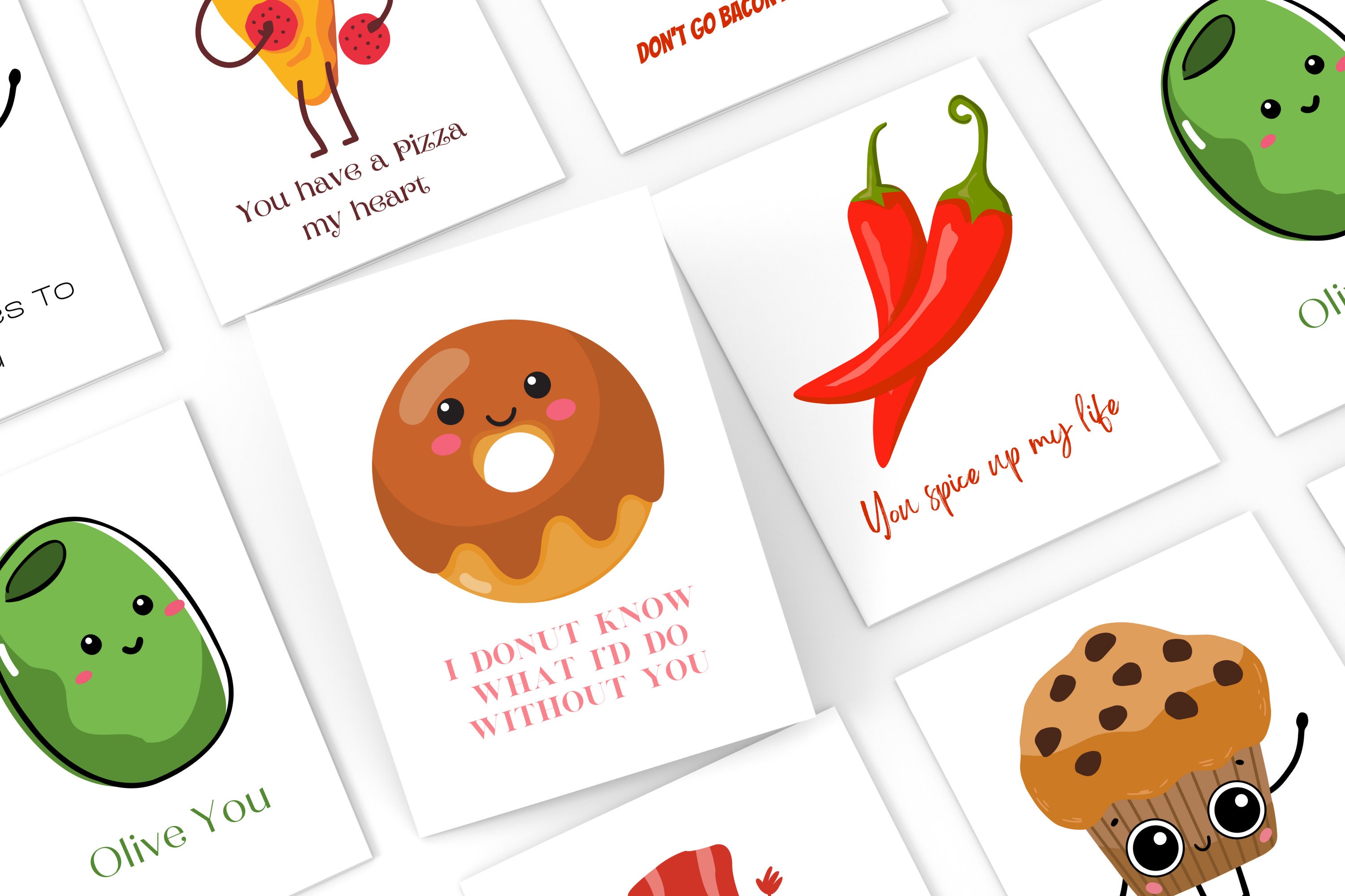 Cute Food Pun Valentines Day Cards Pack of 6 Digital Download ...