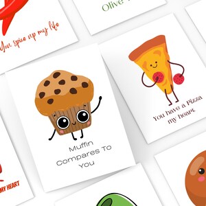 Cute Food Pun Valentines Day Cards Pack of 6 Digital Download ...