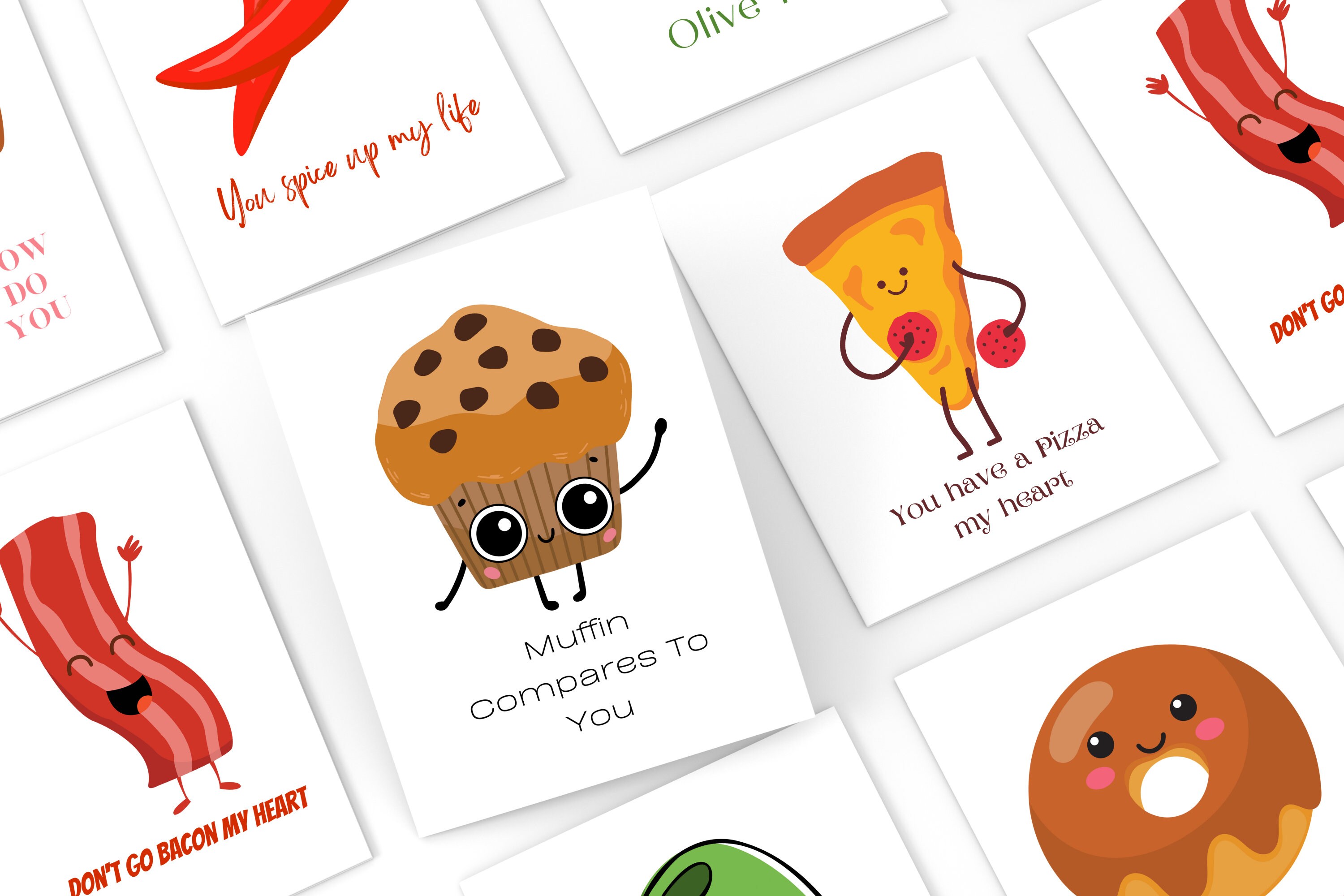 Cute Food Pun Valentines Day Cards Pack of 6 Digital Download ...