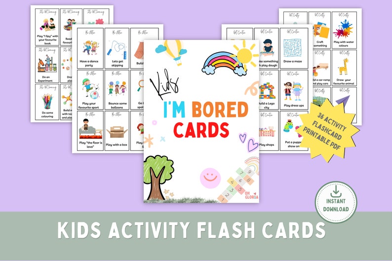 KIDS BORED CARDS, Printable Activities, Boredom Jar Cards, School ...
