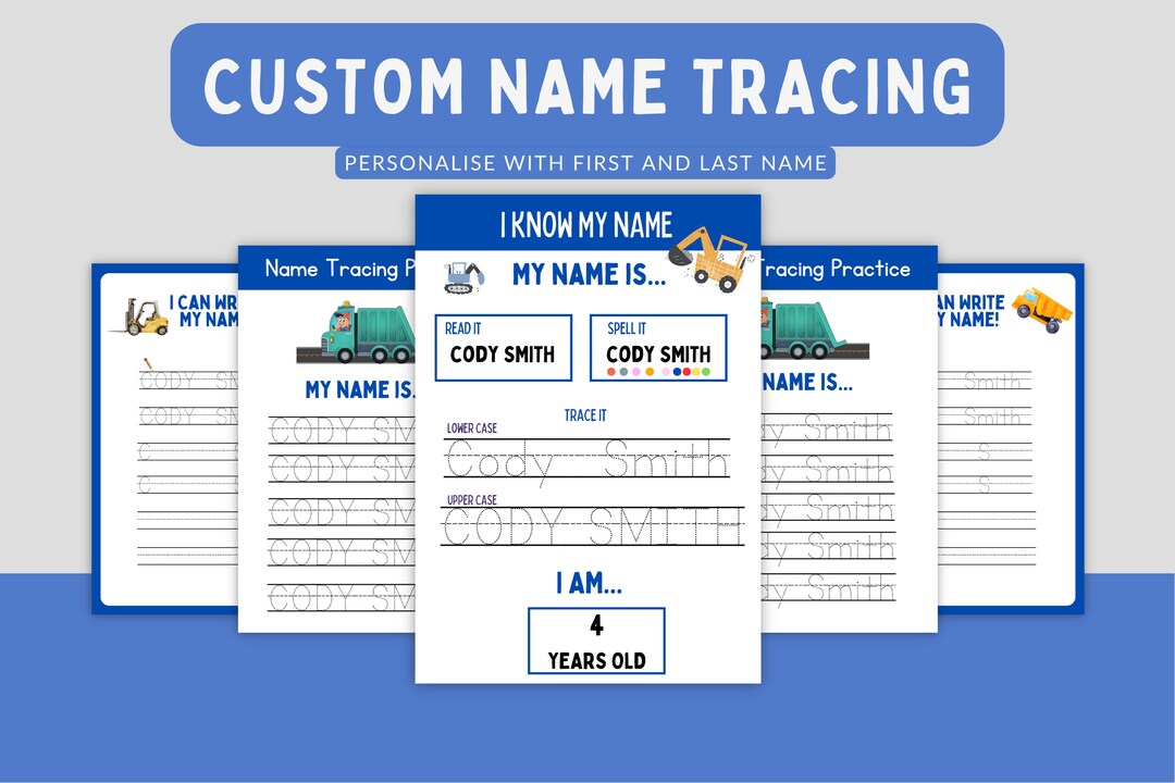 CUSTOM Name Tracing Workbook, Dry Erase Name Mat, Handwriting Practice ...