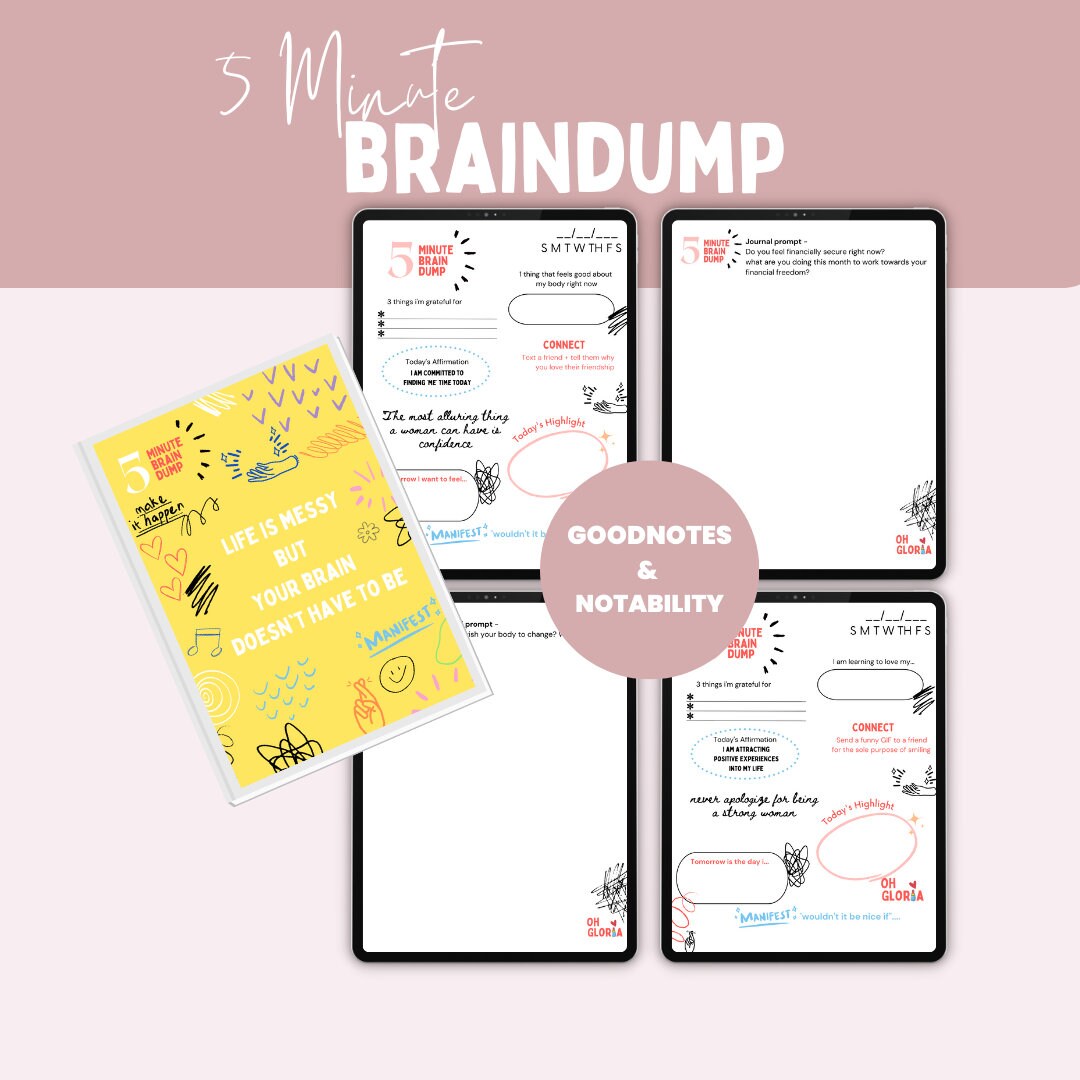 5 MINUTE BRAIN DUMP, Journal Notebook, Wellness Journal, Law of ...