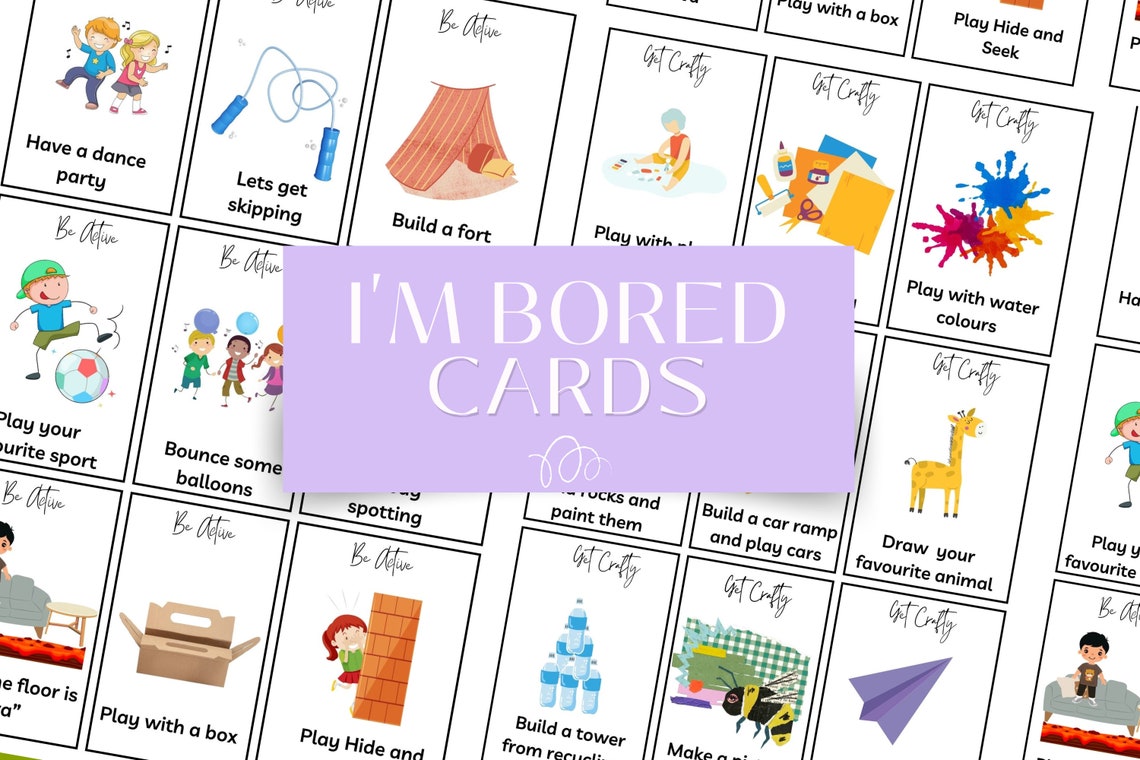 KIDS BORED CARDS, Printable Activities, Boredom Jar Cards, School ...