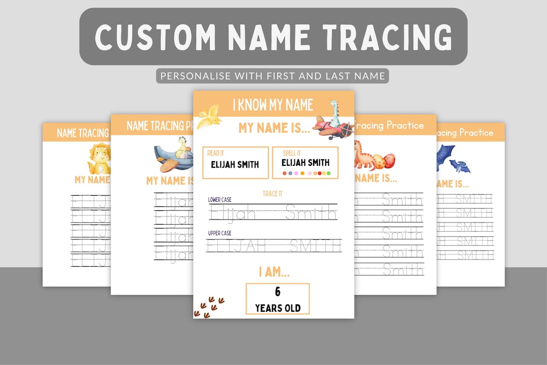 CUSTOM Name Tracing Workbook, Dry Erase Name Mat, Handwriting Practice ...