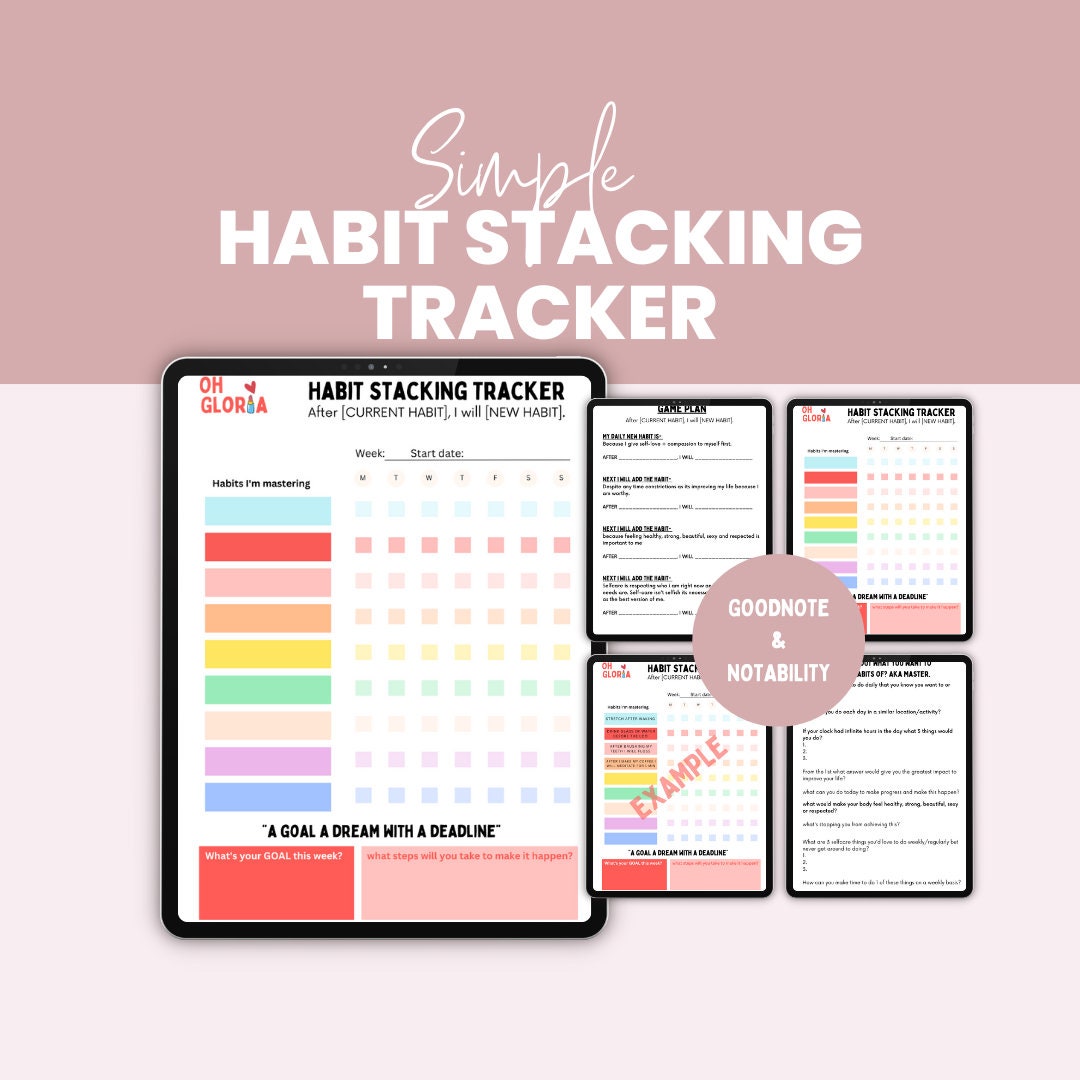 HABIT STACKING TRACKER, Habit Tracker, Minimalistic Habit Stacking ...