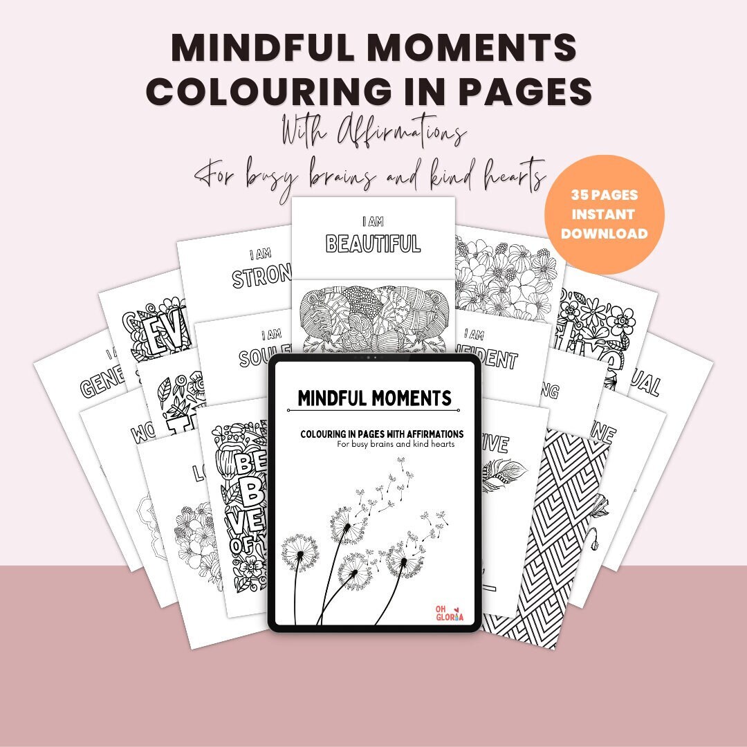MINDFUL MOMENTS COLOURING, Adult Colouring, Flower Colouring, Relax ...