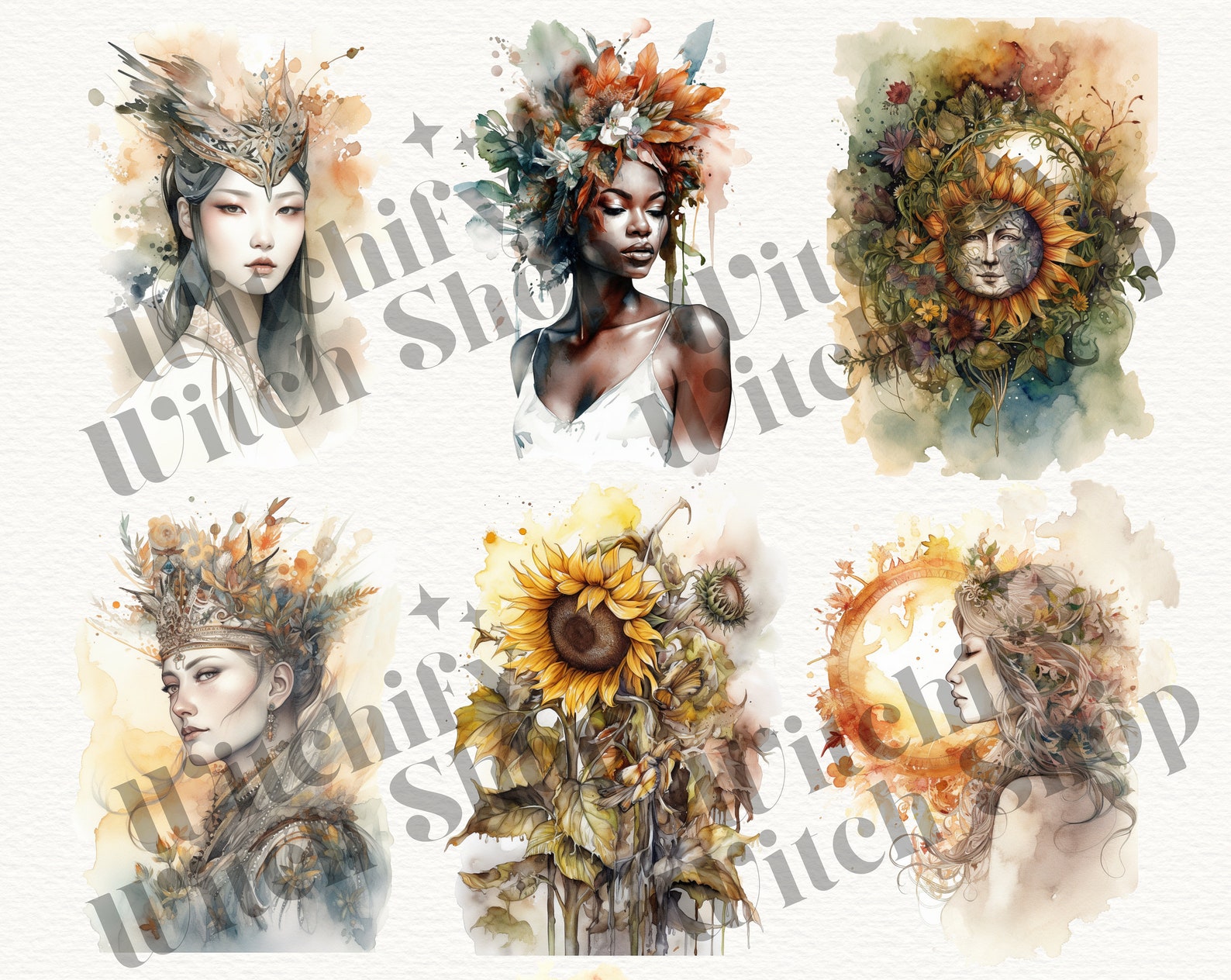 Witches' Sabbat Litha - Summer Solstice - Watercolor Art - Clipart ...