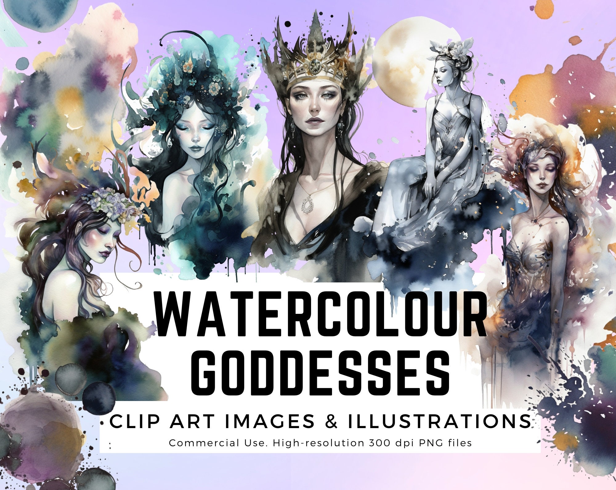 Watercolor Goddesses - Goddess Clipart Deities Watercolour Paint ...