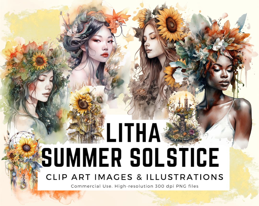 Witches' Sabbat Litha - Summer Solstice - Watercolor Art - Clipart ...