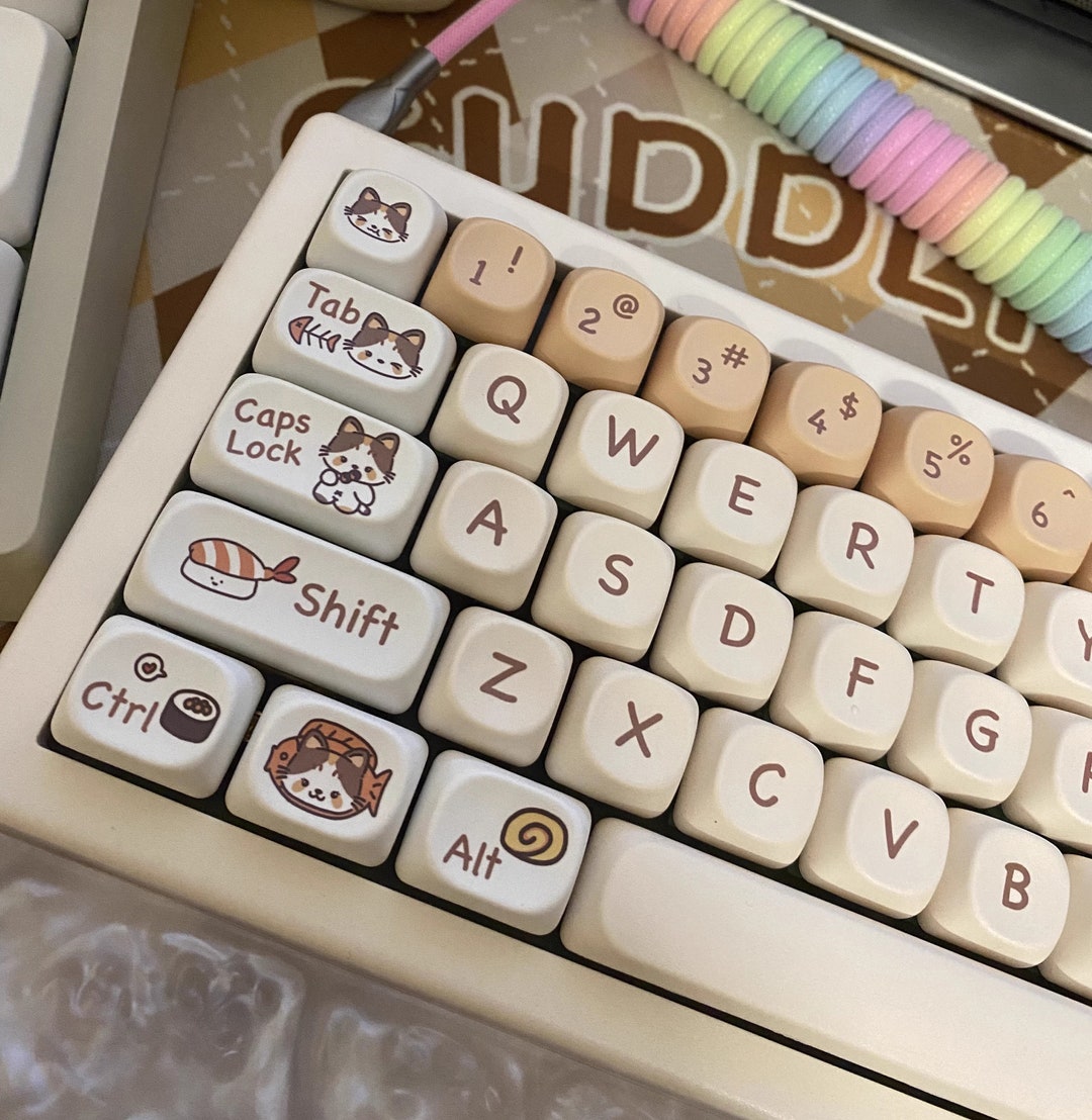 Cute Cat Sushi Keycap Set 142 Keys MOA Profile Keycaps Set - Etsy