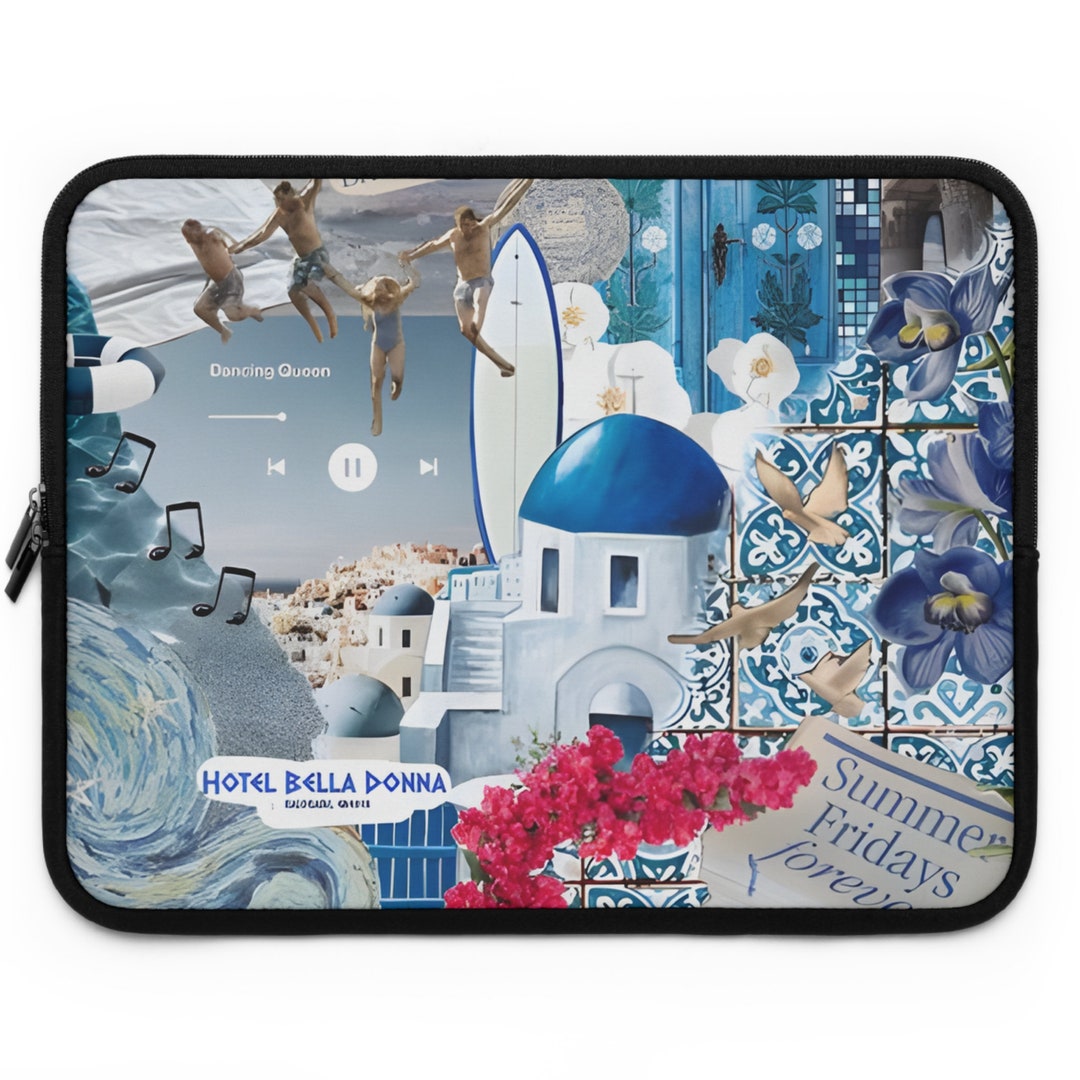 Scrapbook Laptop Bag, Collage Pattern Laptop iPad Tablet Sleeve ...