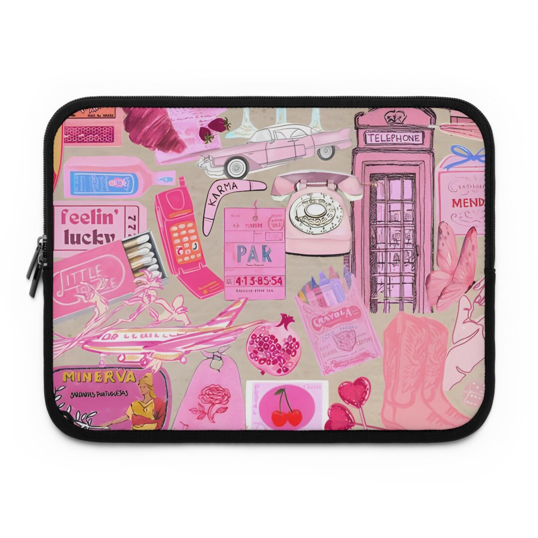 Scrapbook Laptop Bag, Collage Pattern Laptop iPad Tablet Sleeve ...