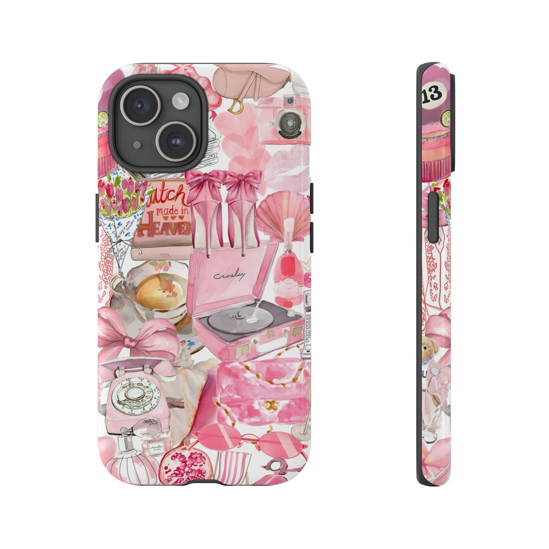 Pink Girly Phone Case, Collage Cell Phone Case, iPhone 17, 16, 15, 14 ...