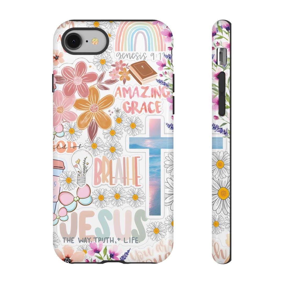 Pink Christian Collage Phone Case, Cute Jesus Phone Case, Religious ...