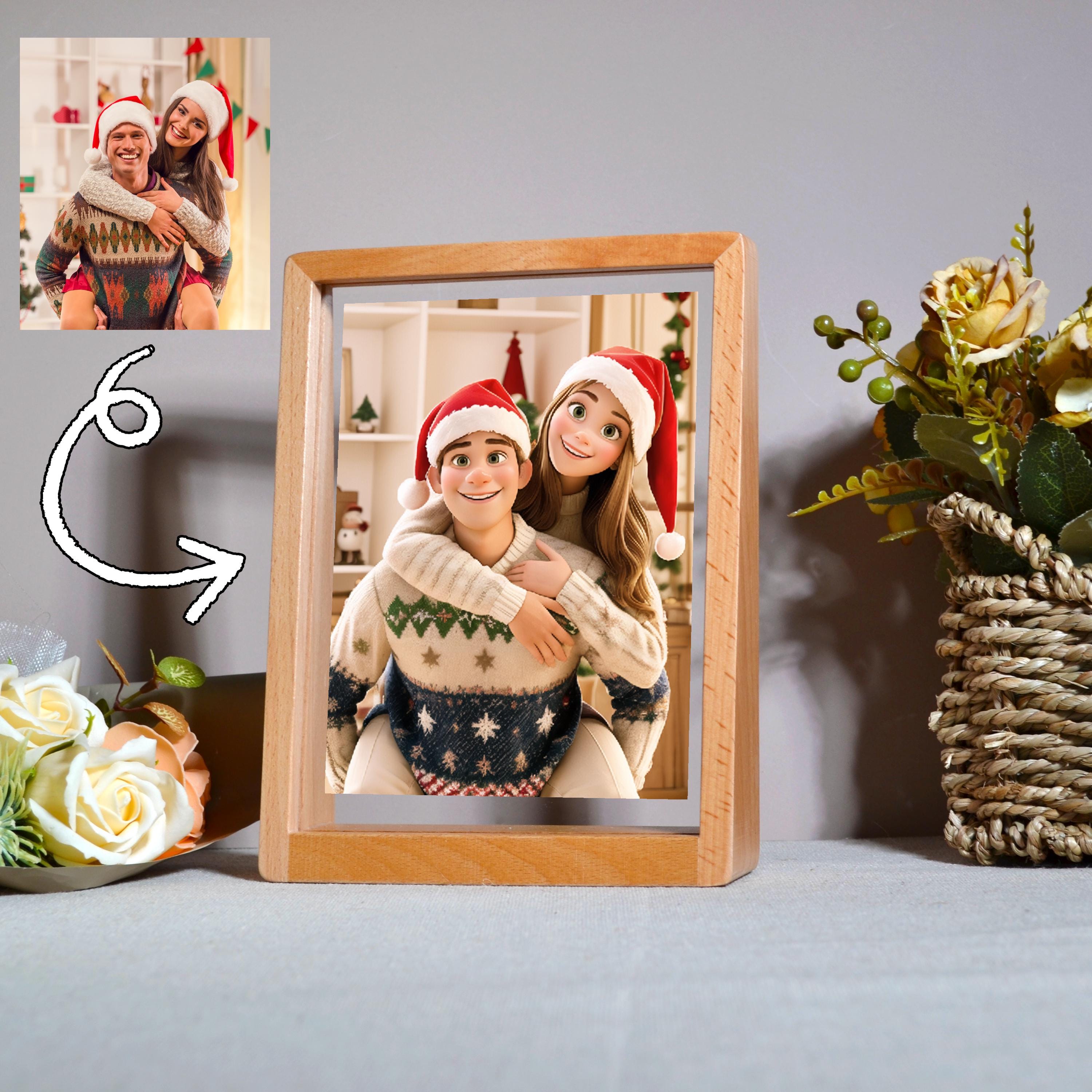 Custom Pixar Style 3D Photo Frame,personalised Cartoon Animation,family ...