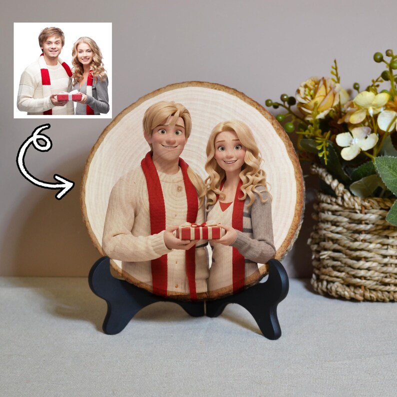 Customized Pixar Style Portraits on Wood,personalized Family Cartoon ...