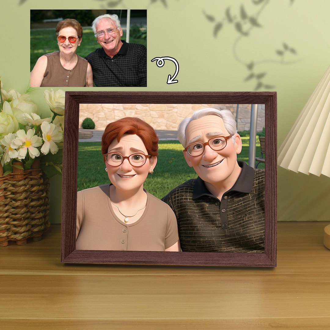 Custom Pixar Style 3D Photo Frame，personalised Family Portrait， Cartoon ...