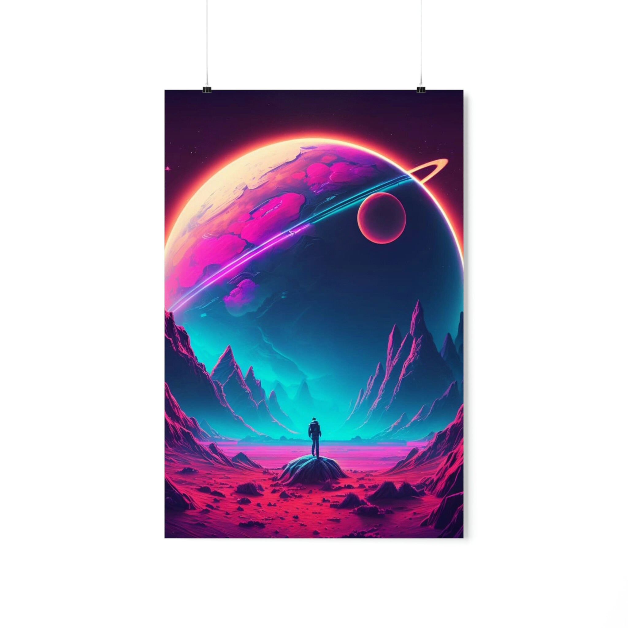 A Cosmic View, Wall Art, Astronaut, Galaxy , Planets, Gaming, Poster ...