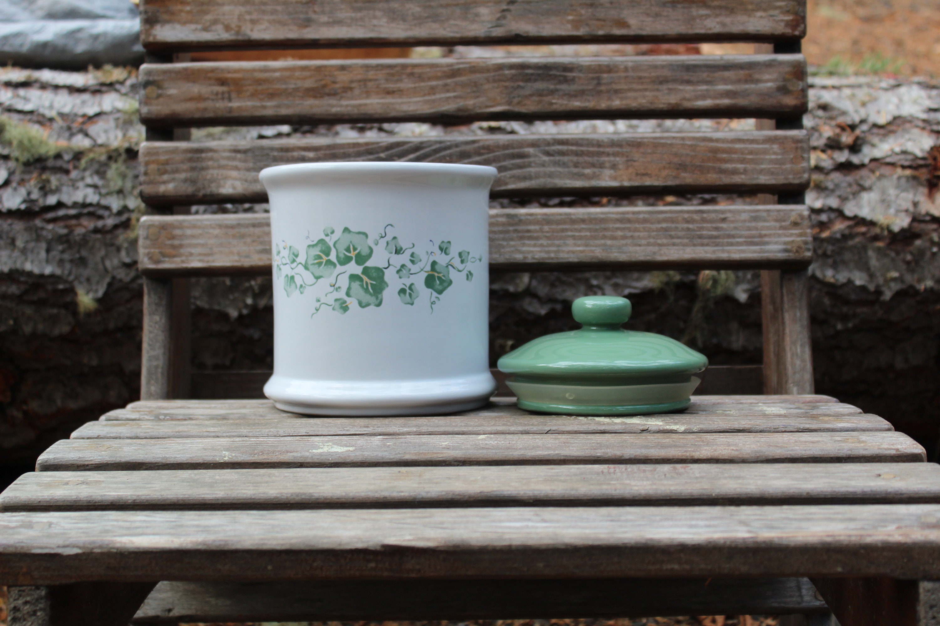 Corelle, Ivy Pattern, Vintage, 7x 5.5 Air Tight Lidded Ceramic Storage ...
